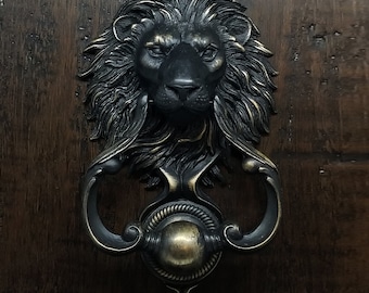 Lion Head Door Knocker With Ball Ring. Cast Bronze With a High - Etsy