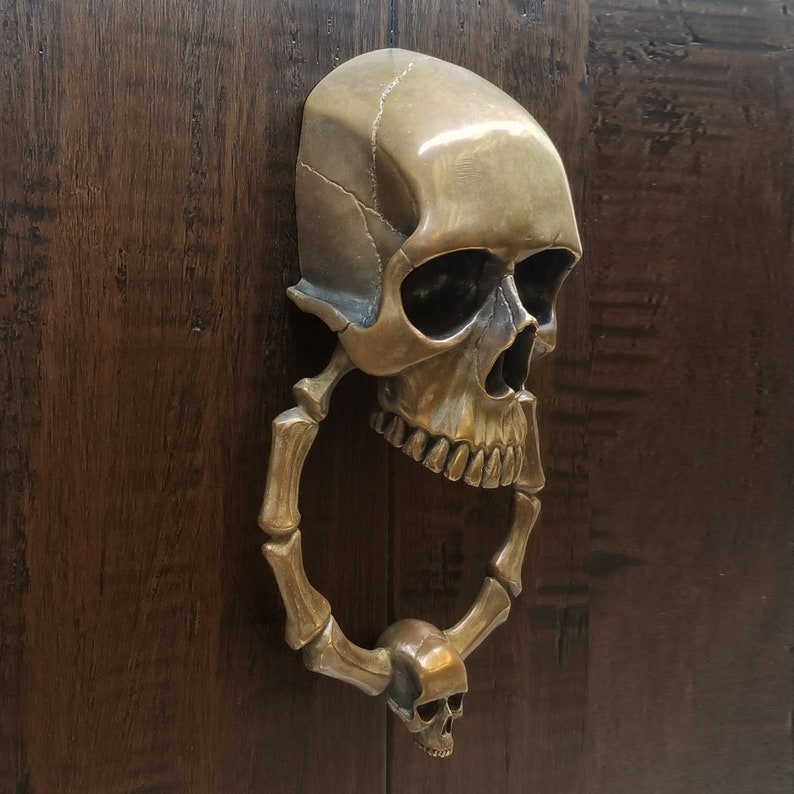 Skull Door Knocker With a Bone Ring. Cast Bronze With an | Etsy