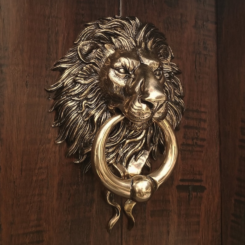 Lion Head Door Knocker With Ball Ring. Cast Bronze With a High - Etsy