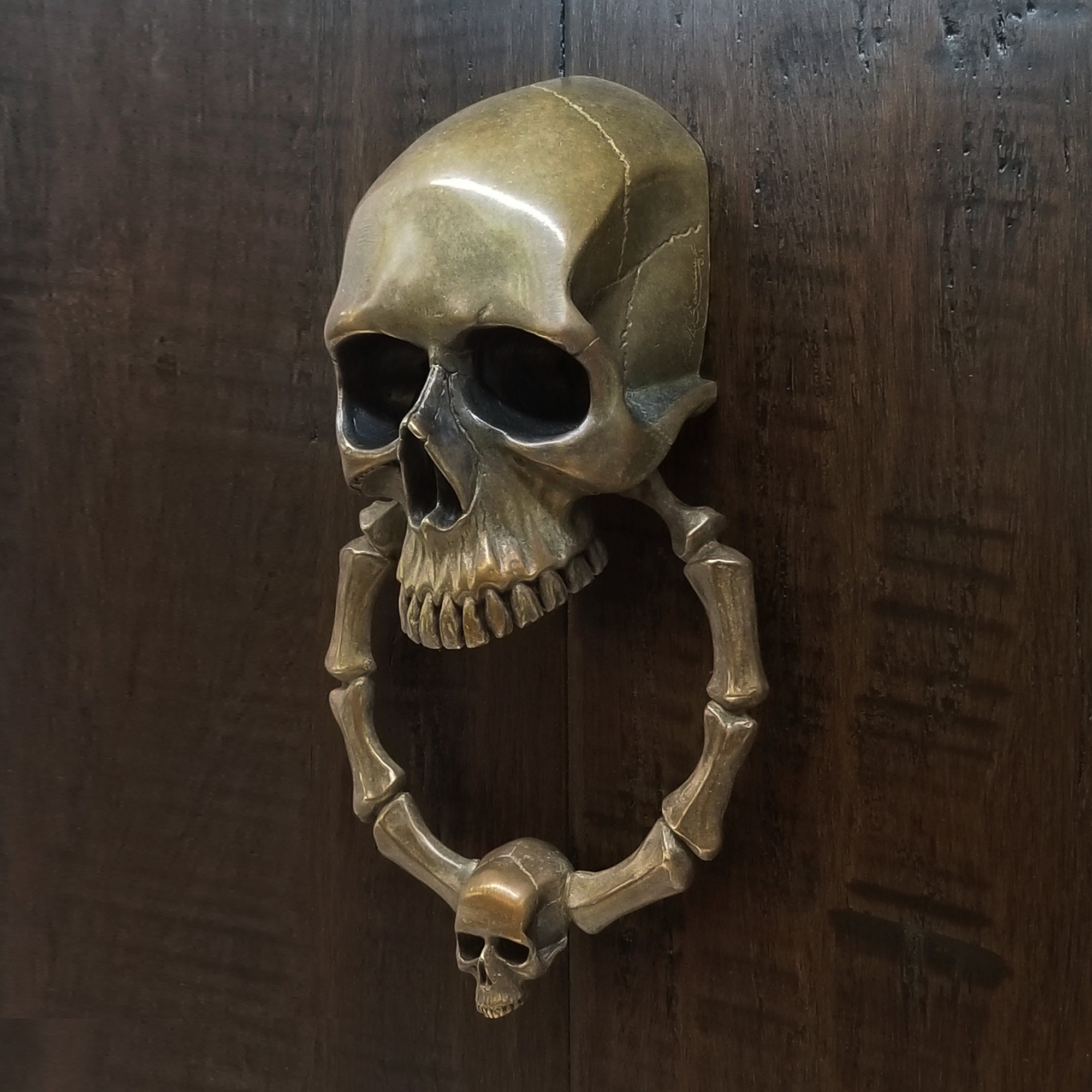 Skull Door Knocker with a Bone Ring. Cast Bronze with an | Etsy