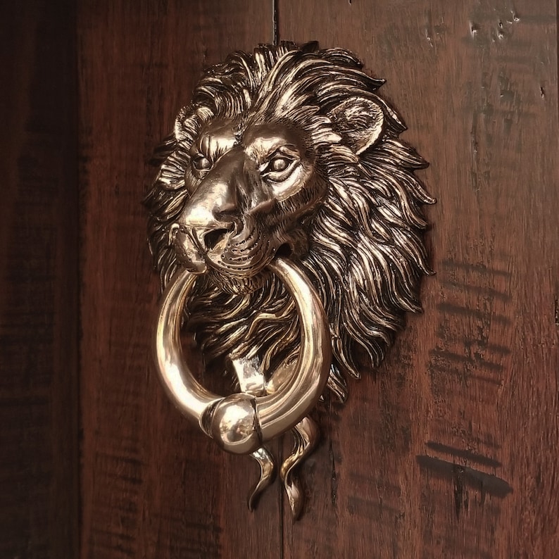 Lion Head Door Knocker With Ball Ring. Cast Bronze With a High - Etsy