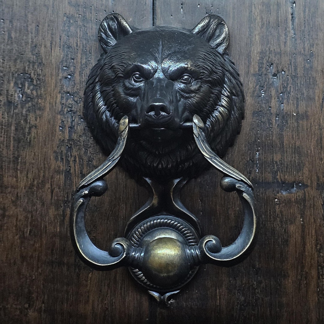 Bear Door Knocker Cast Bronze With Black Patina Finish - Etsy