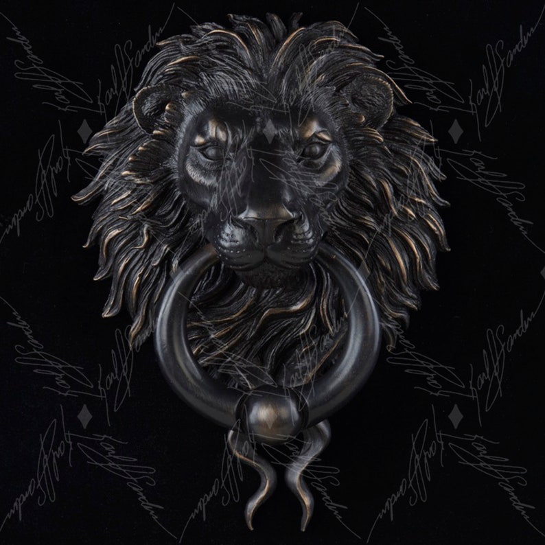 Lion Door Knocker With Ball Ring. Cast Bronze With a Rubbed - Etsy
