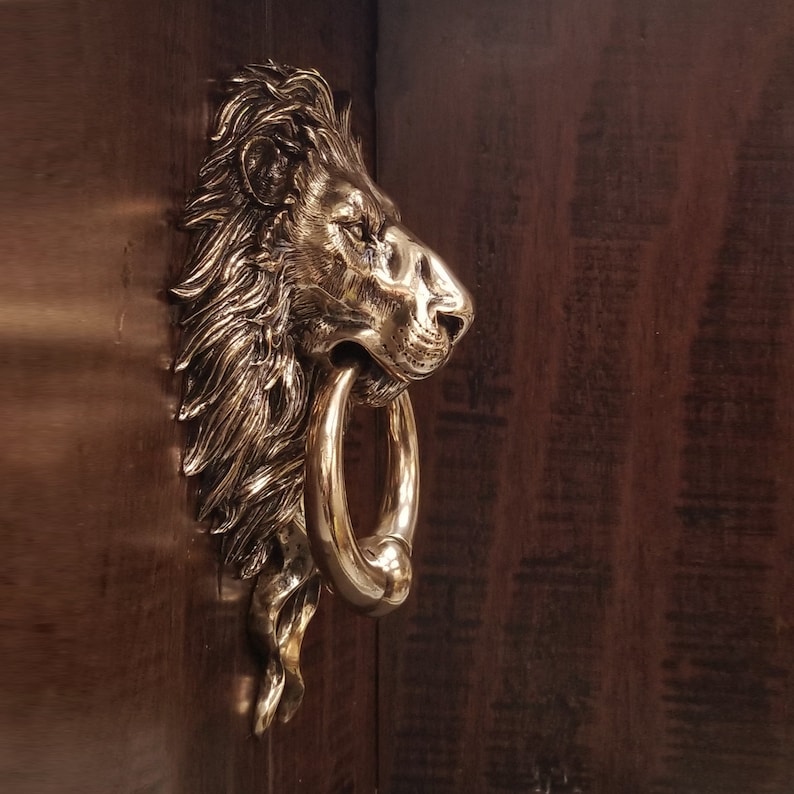 Lion Head Door Knocker With Ball Ring. Cast Bronze With a High - Etsy