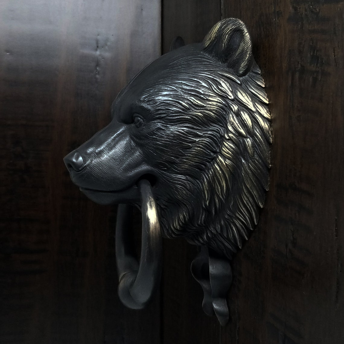 Bear Door Knocker With Ball Ring Cast Bronze With a Rubbed | Etsy