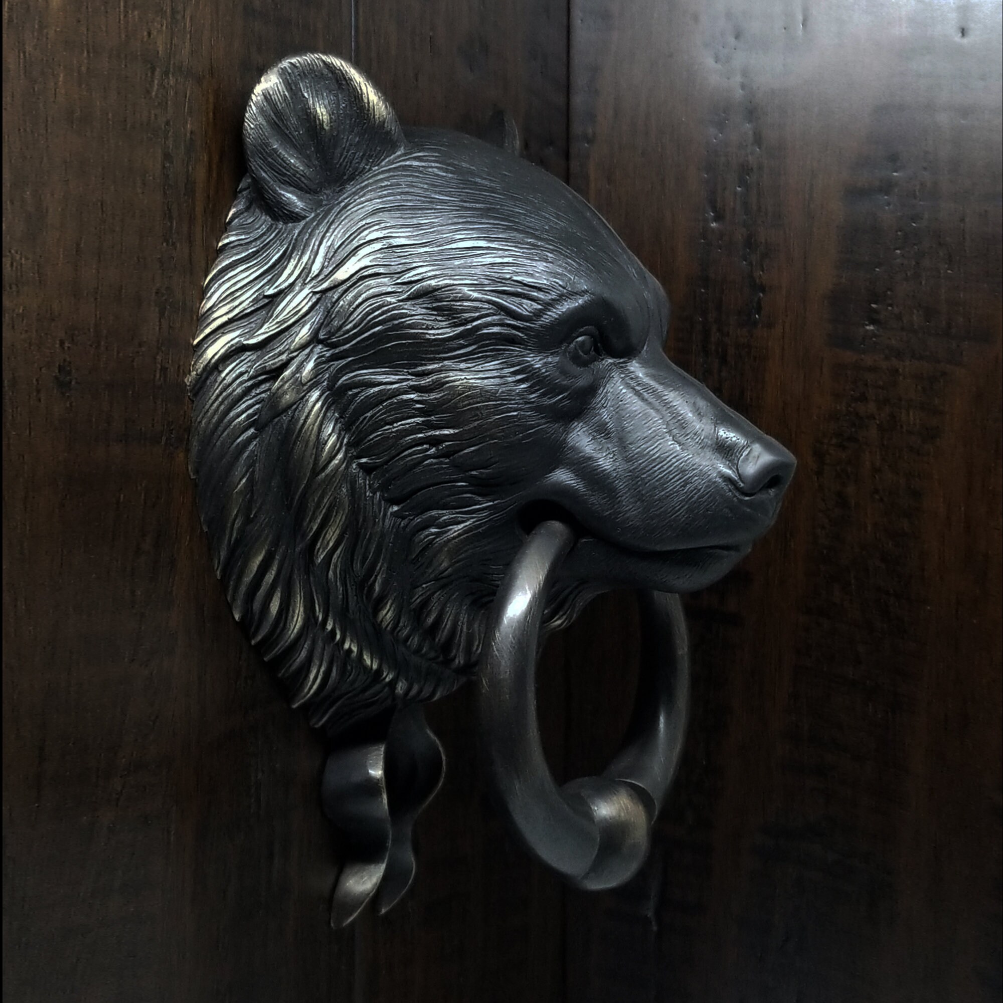Bear Door Knocker With Ball Ring Cast Bronze With a Rubbed | Etsy