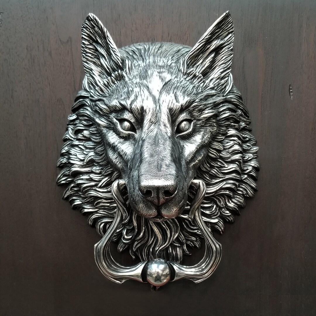 Wolf Door Knocker, Large Cast Bronze With a Nickel Plated Finish - Etsy