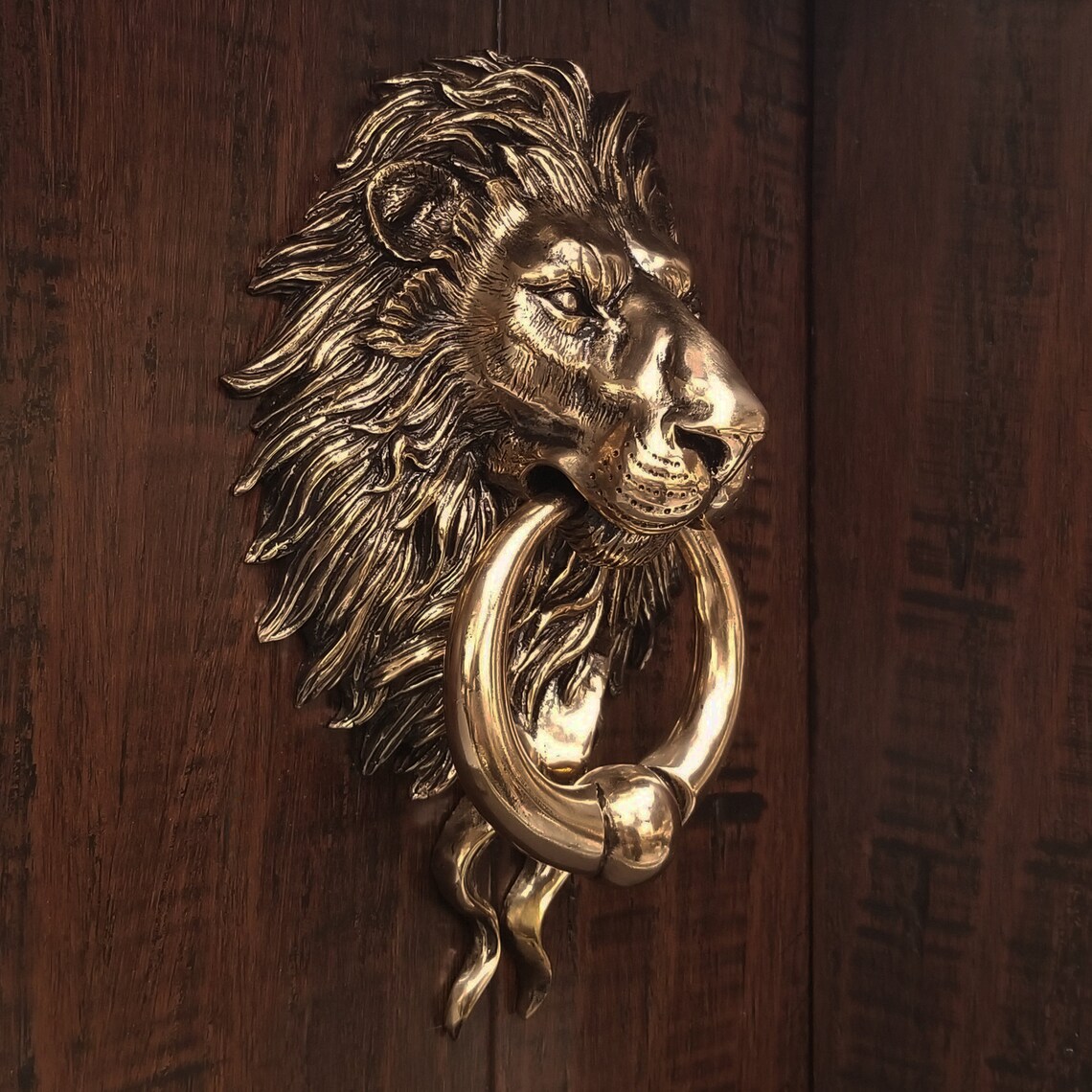 Lion Head Door Knocker With Ball Ring. Cast Bronze With a High - Etsy