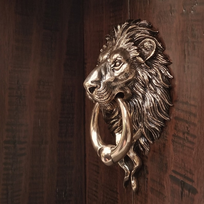 Lion Head Door Knocker With Ball Ring. Cast Bronze With a High - Etsy
