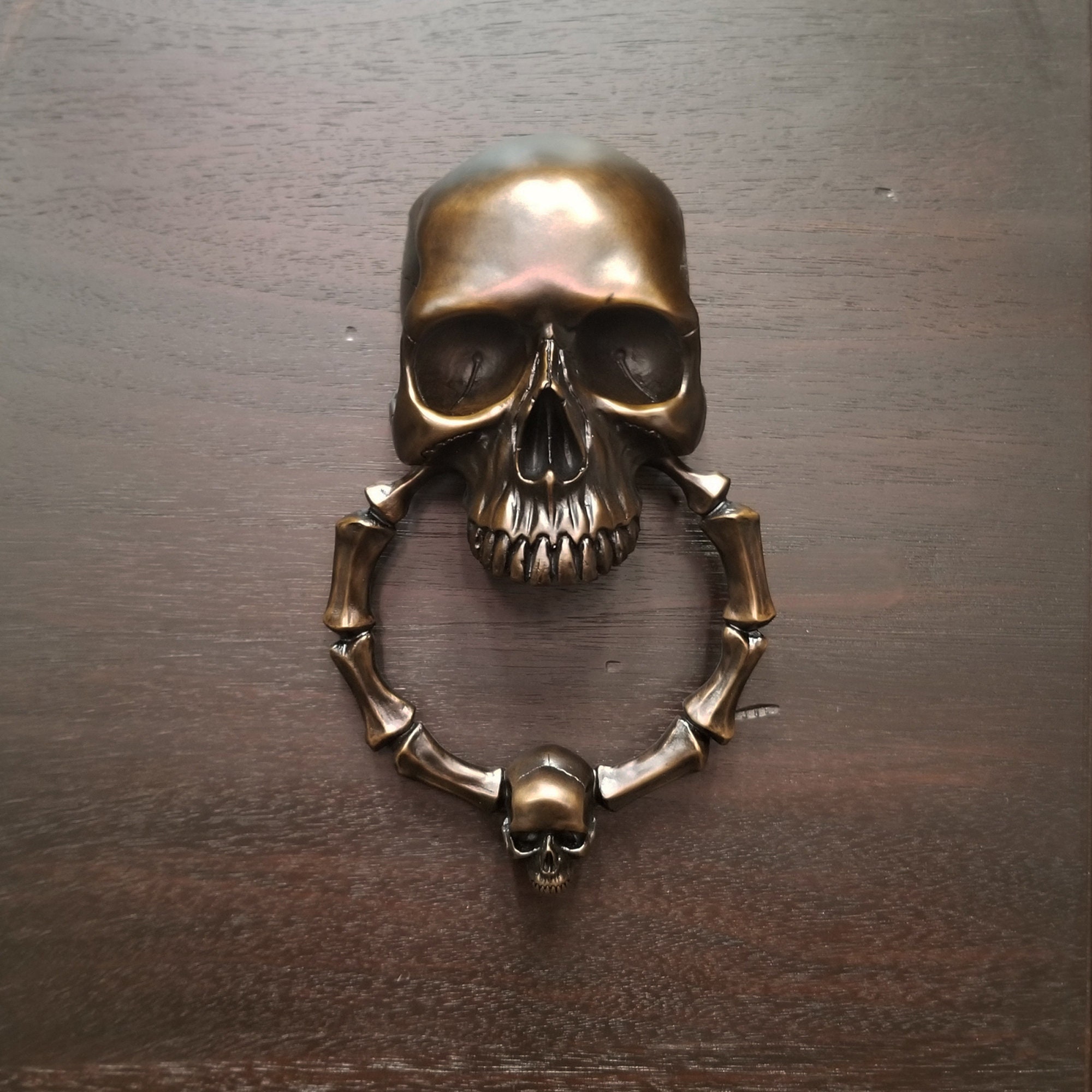 Skull Door Knocker Cast Bronze with a Classic Brown Bronze | Etsy