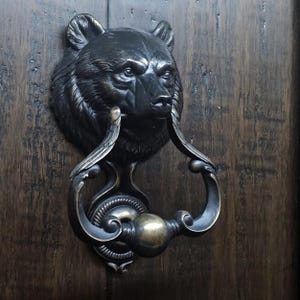 Bear Door Knocker Cast Bronze With Black Patina Finish - Etsy