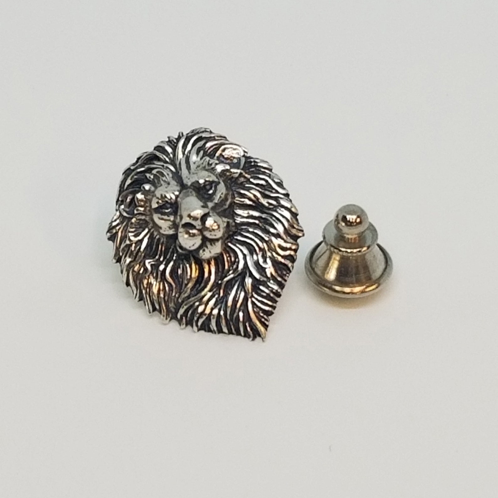Leo Sterling Silver Lion Head Tie Pin. | Etsy