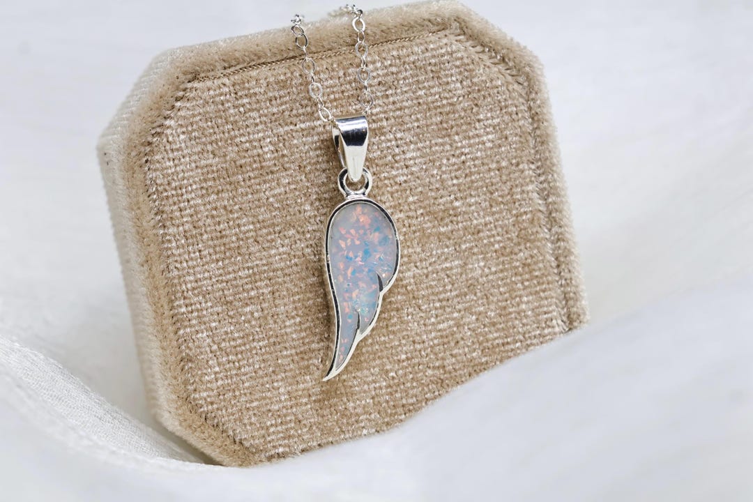 Opal Wing Cremation Necklace, Religious Ashes Keepsake, Pet Ashes Necklace, Wearable Urn, Hidden ...