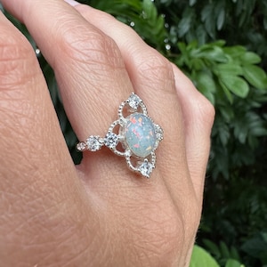 Penelope Elegant Cremation Ring, Fire Opal Ashes Ring, Pet Loss Keepsake, October Birthstone ...