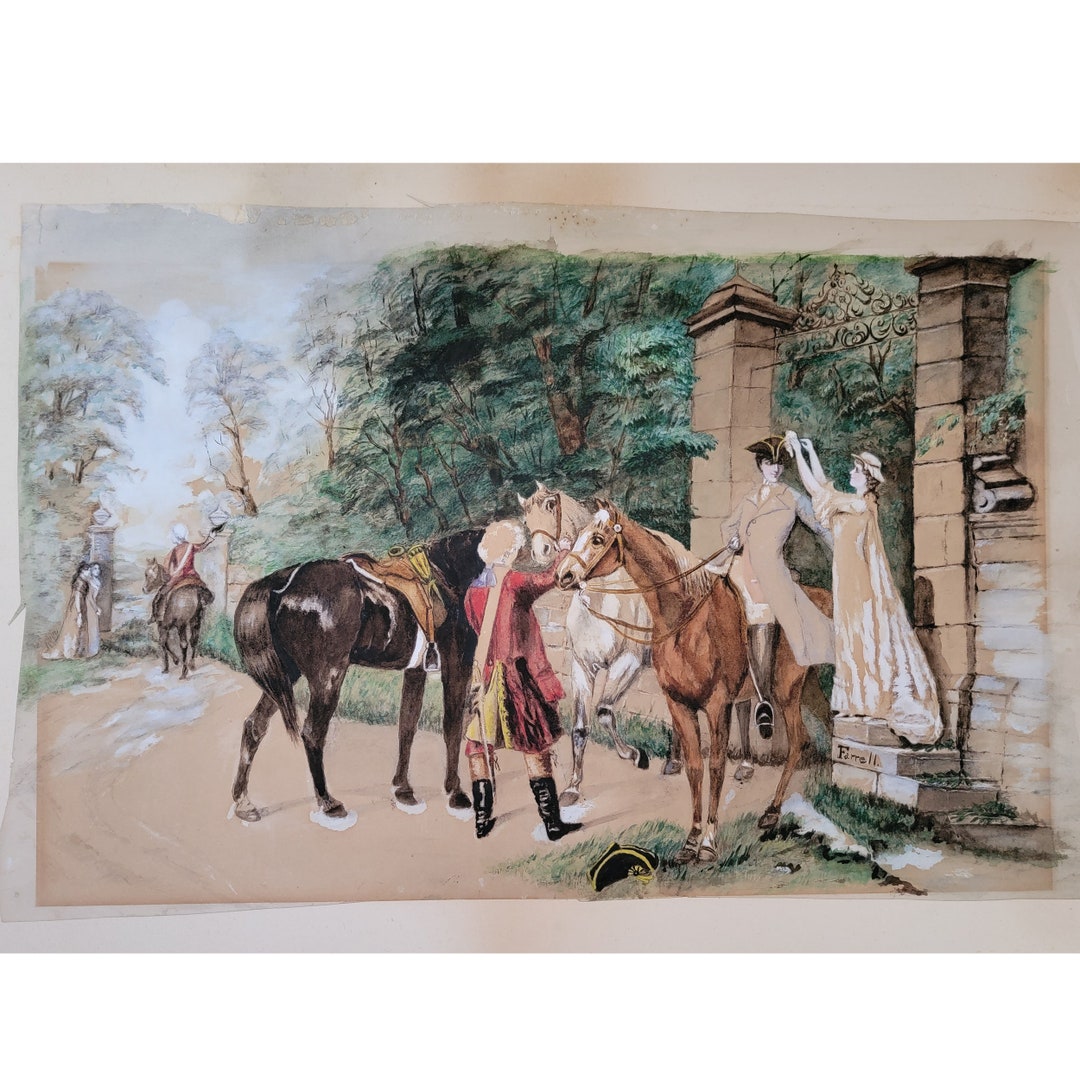 Farrell Signed Watercolor, Gouache, Pencil Artwork Vintage Art FREE ...