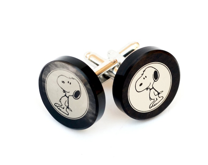 Snoopy Cufflinks Made From Obsidian, We Have 2 Version of Snoopy ...