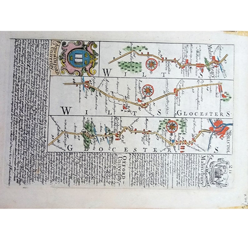 Vintage 1736 Maps Britania Depicta Color Engraving Free - Etsy