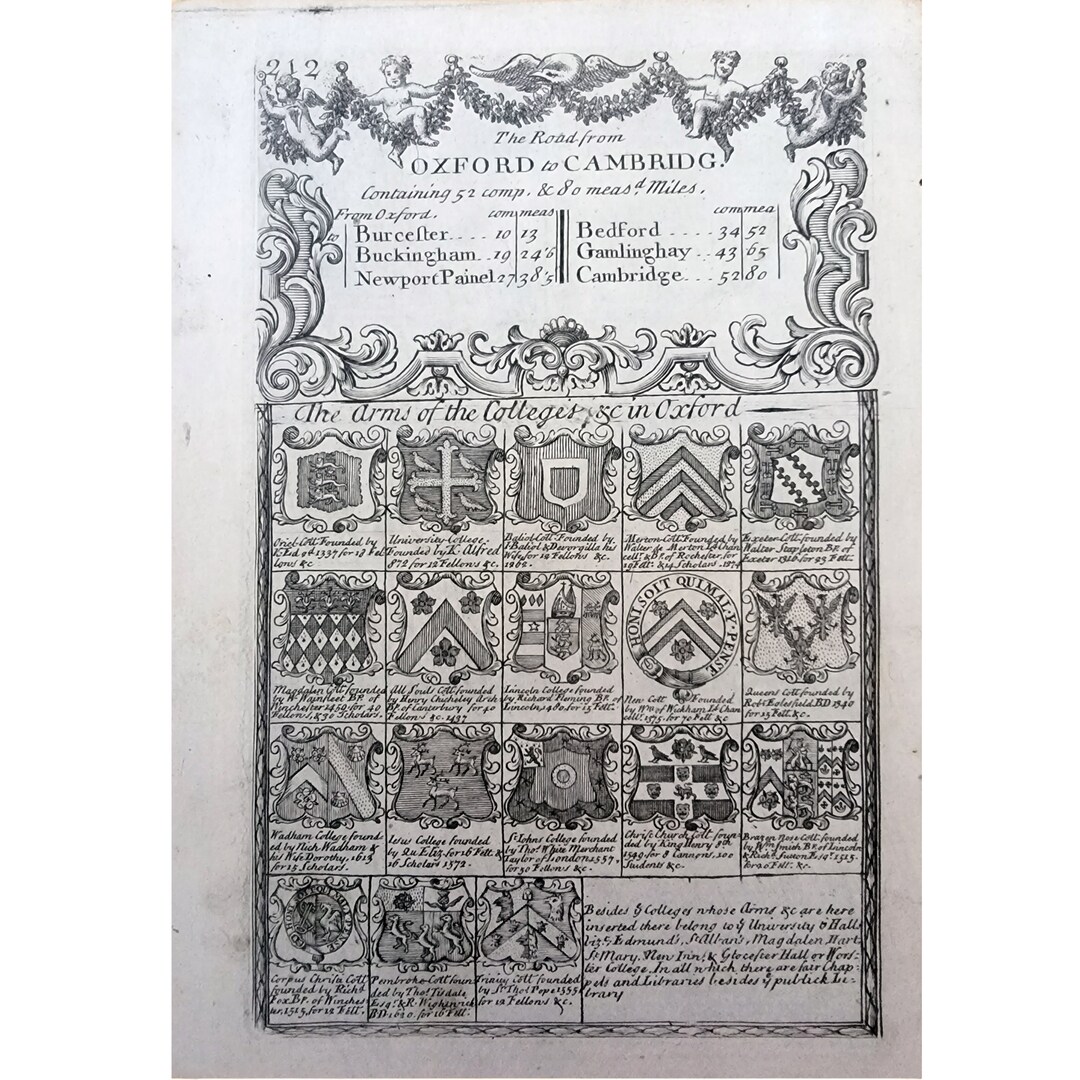 Vintage 1736 Maps Britania Depicta Color Engraving Free - Etsy