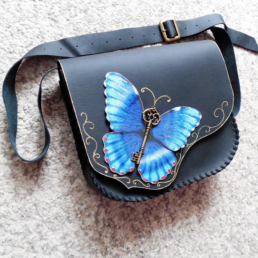 Morpho Butterfly Bag Blue Butterfly Leather Bag Painted - Etsy