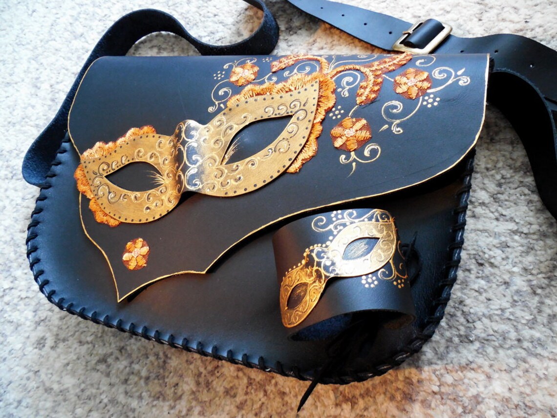 Gold Mask Bagunique Leather Bagunusual Bagvenice | Etsy