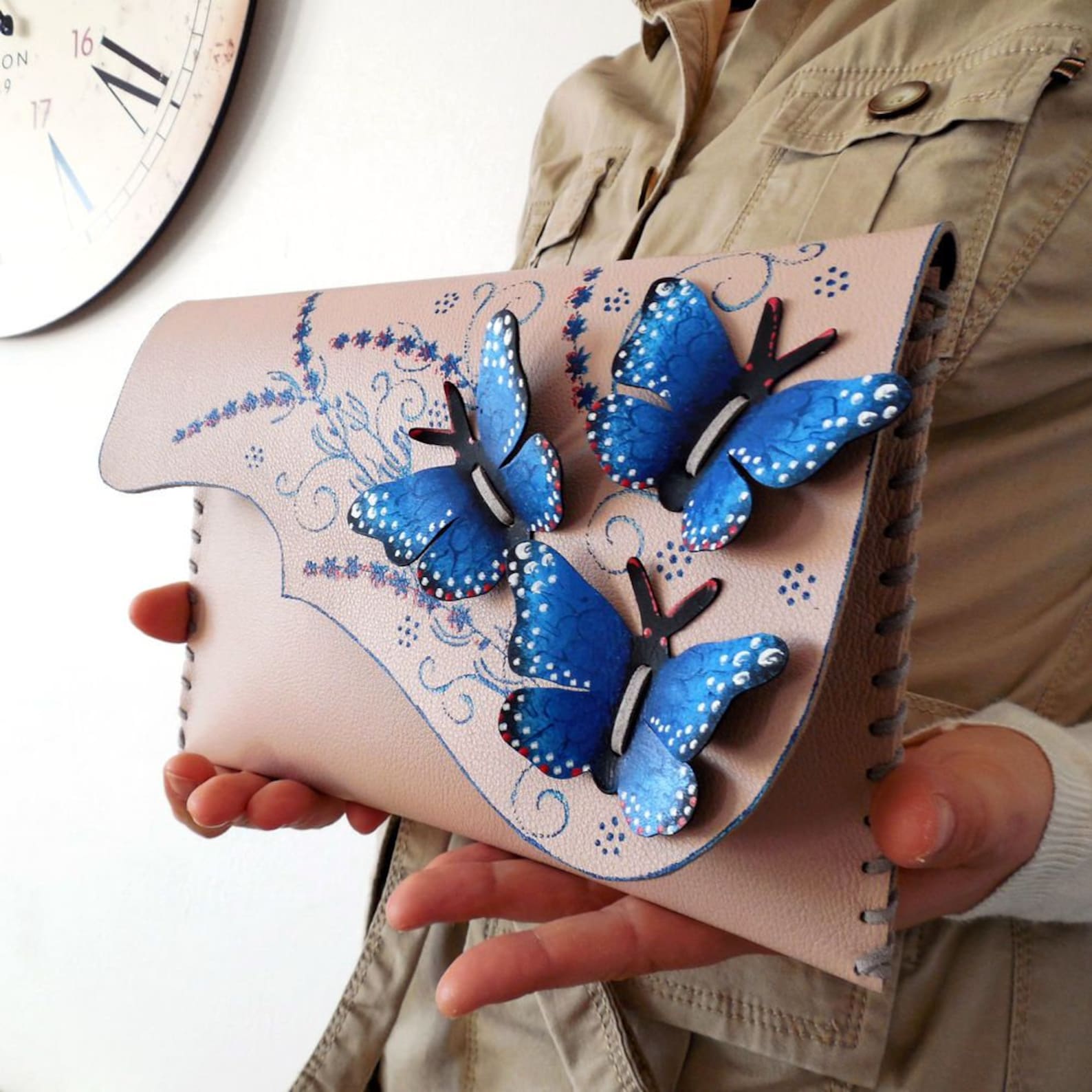 Blue Butterflies Clutch Bridesmaid Butterfly Bag Painted Butterfly ...