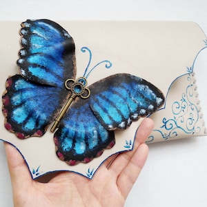 Blue Butterfly Bag Morpho Butterfly Clutch Painted Butterfly Purse ...