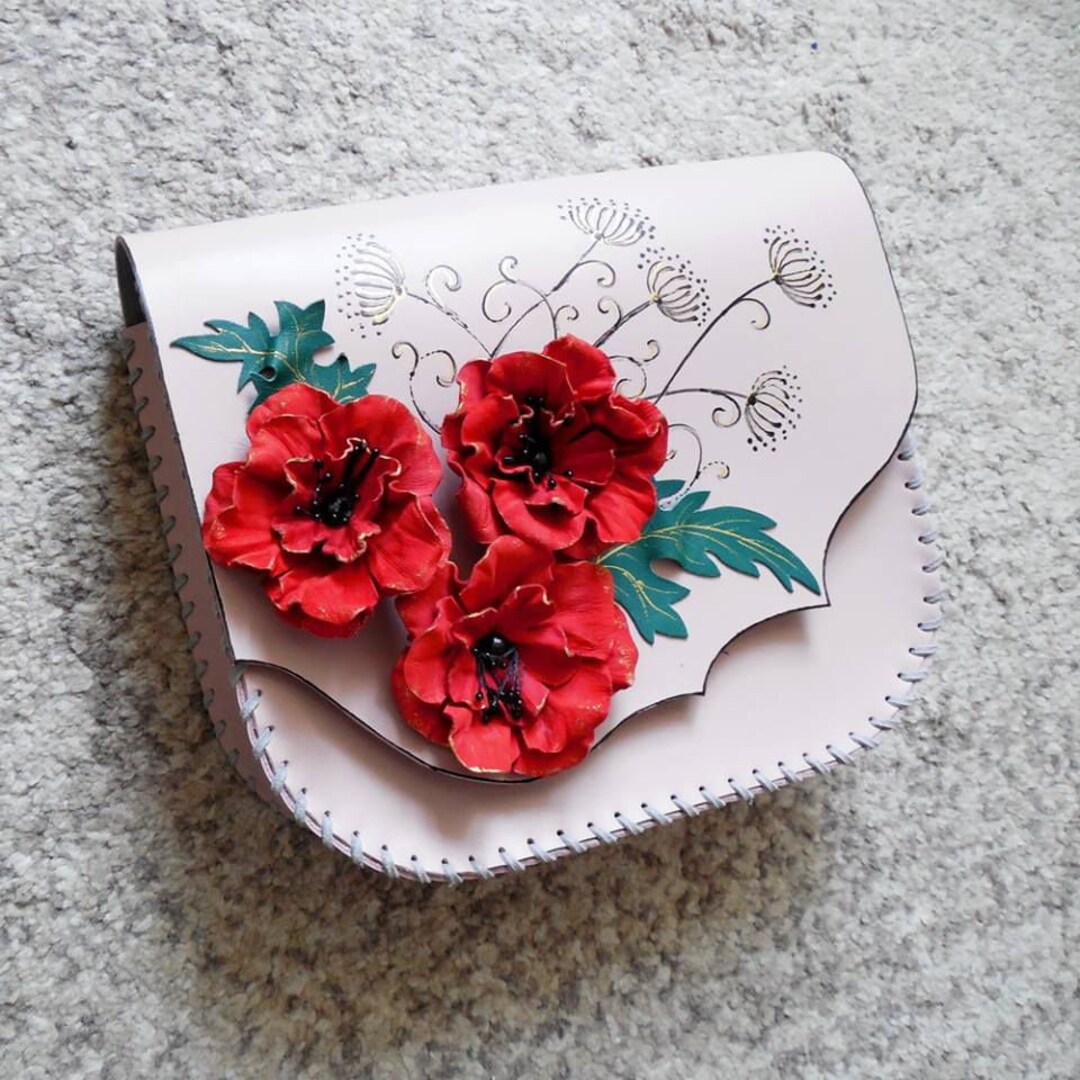 Red Poppies Bag,unique Painted Bag,floral Bag,anniversary Gift,unusual ...
