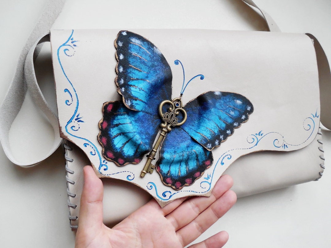Morpho Butterfly Bag Blue Butterfly Bag Painted Butterfly Purse ...