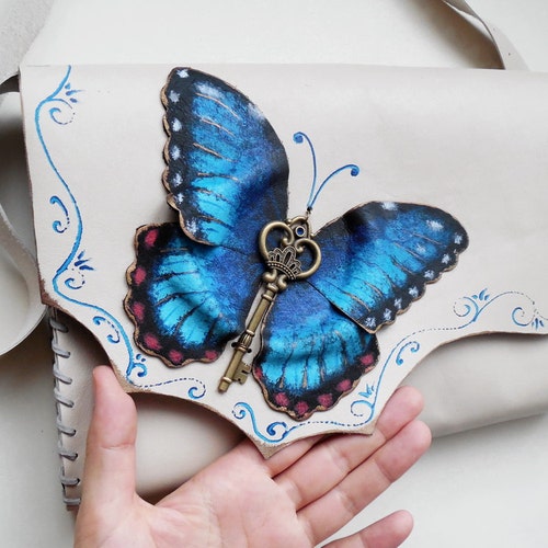 Morpho Butterfly Bag Blue Butterfly Bag Painted Butterfly | Etsy