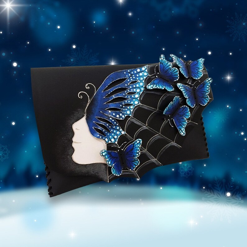 Lady Butterfly Bag Blue Butterflies Purse Wearable Art Bag - Etsy