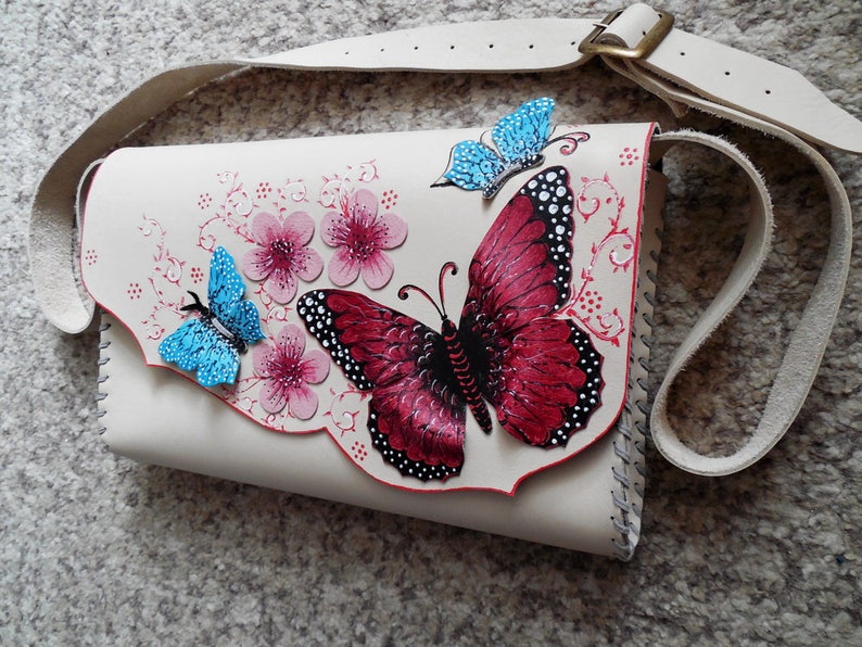 Butterflies Purse Artistic Bag Unique Leather Bag Unusual Gift Leather ...
