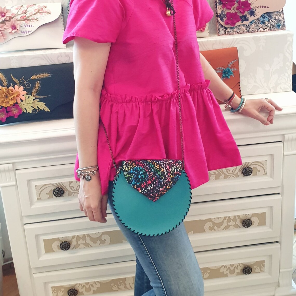 Circle Colorful Bag Round Bag Circle Purse Round Purse | Etsy