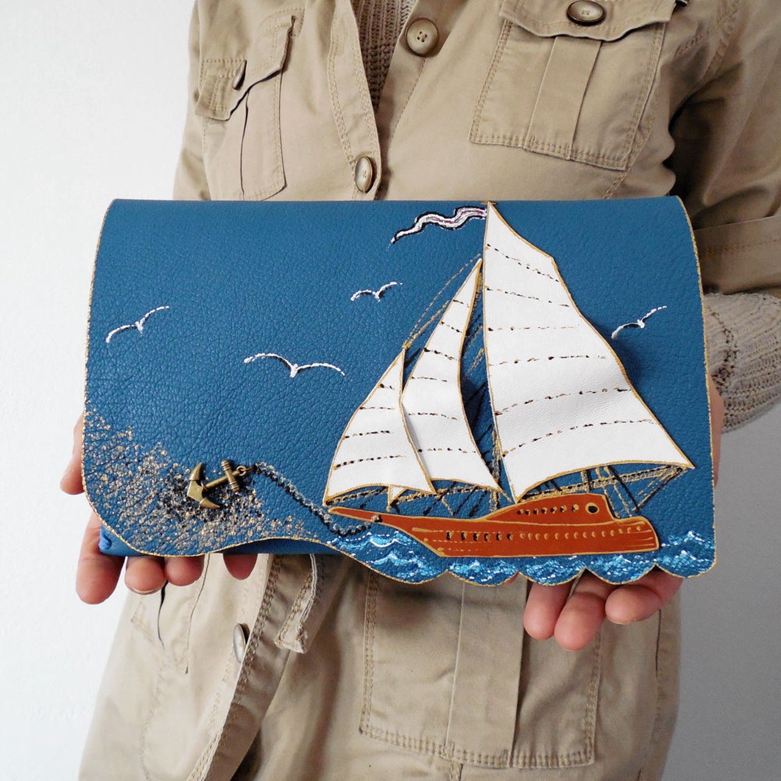 Sail Boat Bag nautical Purse Nautical Leather Bag Sailing | Etsy