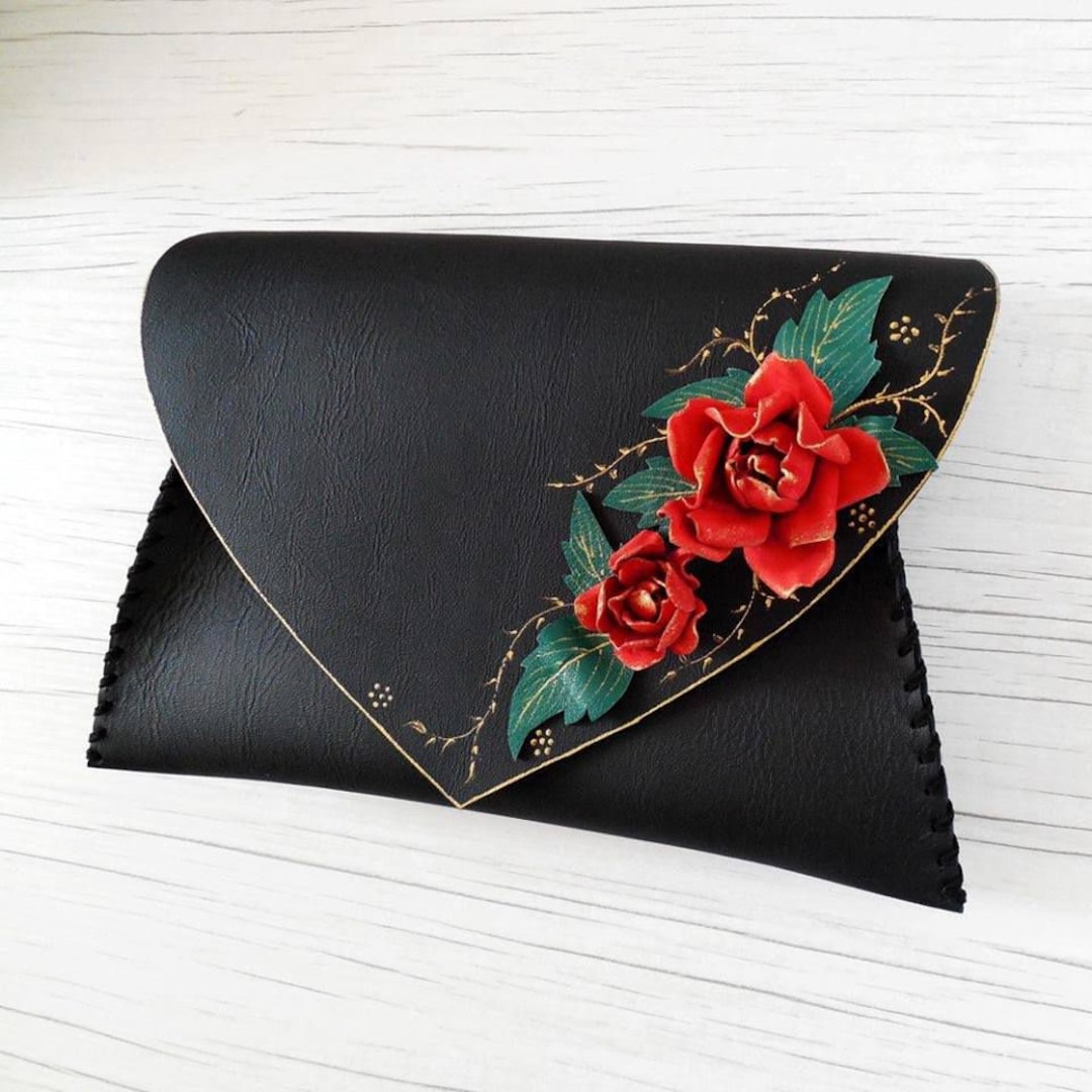 Red Roses Bag,leather Roses Bag,red Rose Purse,rose Lover Gift,designer ...