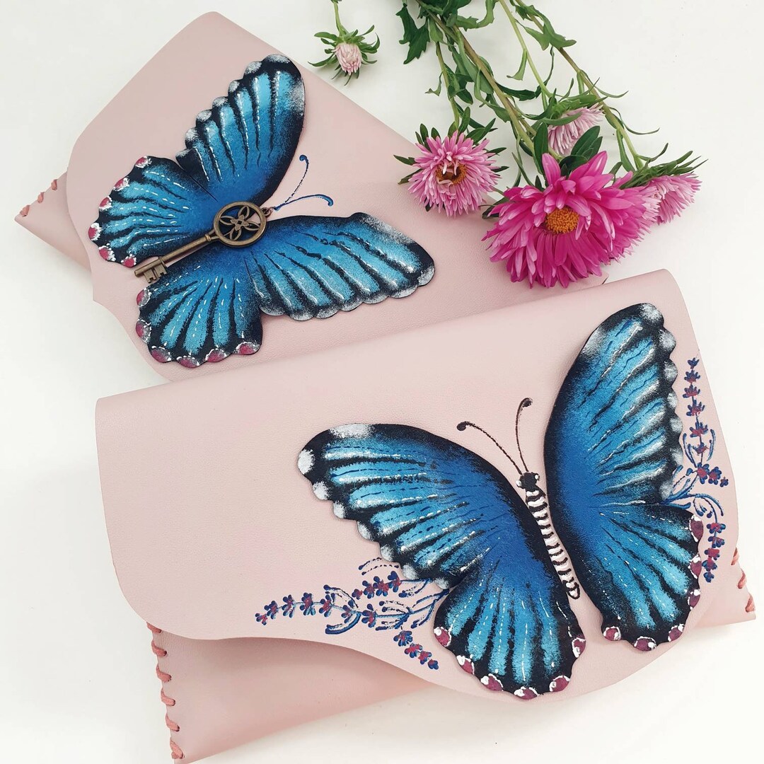 Blue Butterfly Purse,butterfly Clutch,bridesmaid Butterfly,painted ...