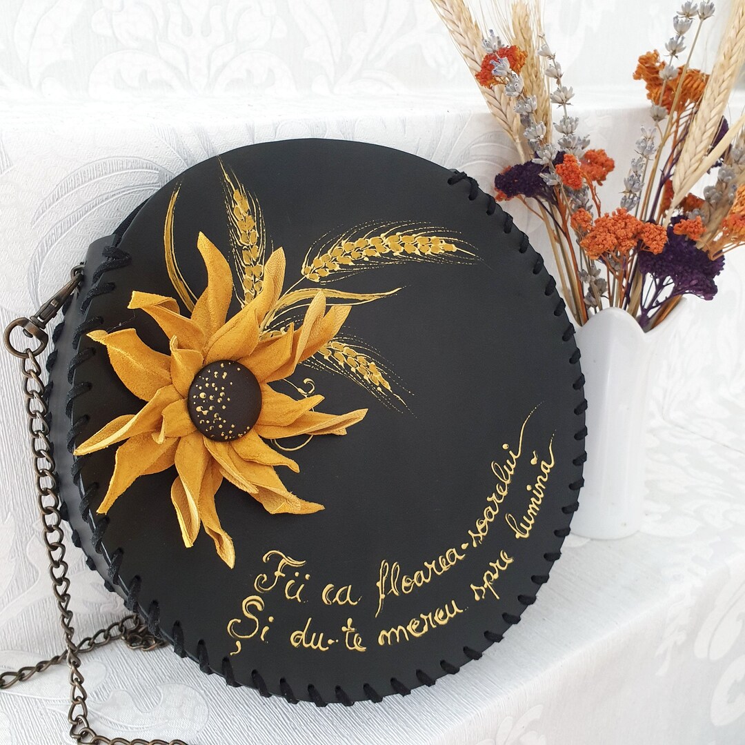 Personalized Round Bag, Floral Circle Bag,sunflower Circle Bag, Round ...