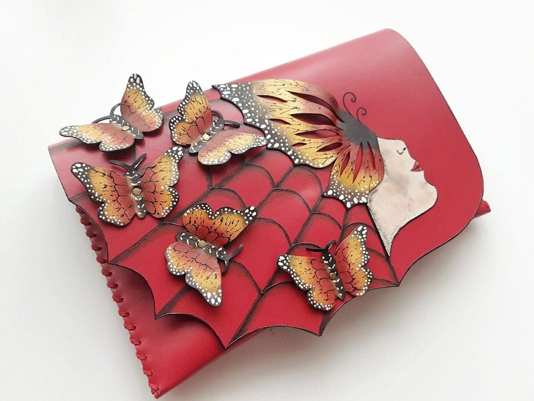 Monarch Butterflies Purse Red Clutch With Butterflies Party Clutch ...