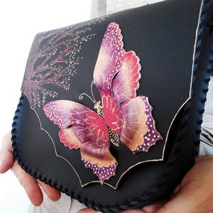 Butterfly Crossbody Bag,painted Crossbody Purse, Unique Leather Bag ...