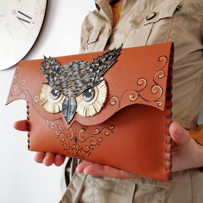 Owl Leather Bagowl Handbagcamel Bagowl Loversowl - Etsy