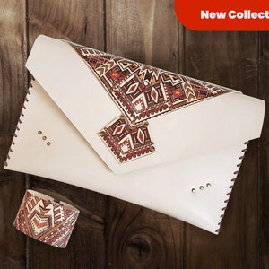 Aztec Print Leather Purse, Aztec Clutch, Bohemian Leather Bag, Etnic ...