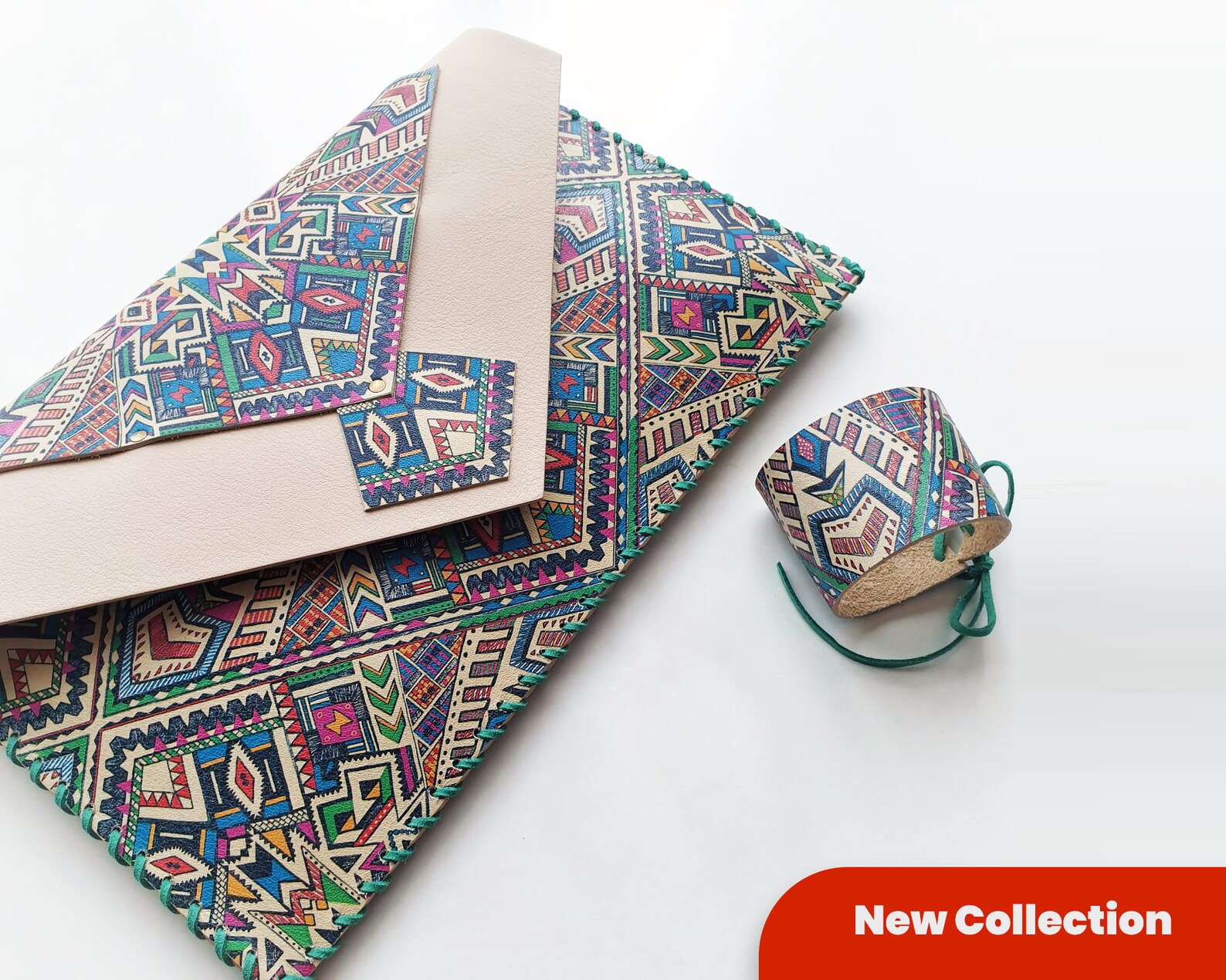 Aztec Print Leather Purse Aztec Clutch Bohemian Leather Bag - Etsy