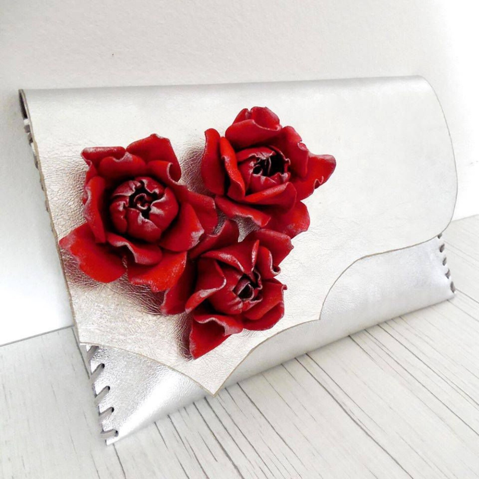 Red Roses Bag Christmas Gift for Her Red Leather Bag Roses - Etsy