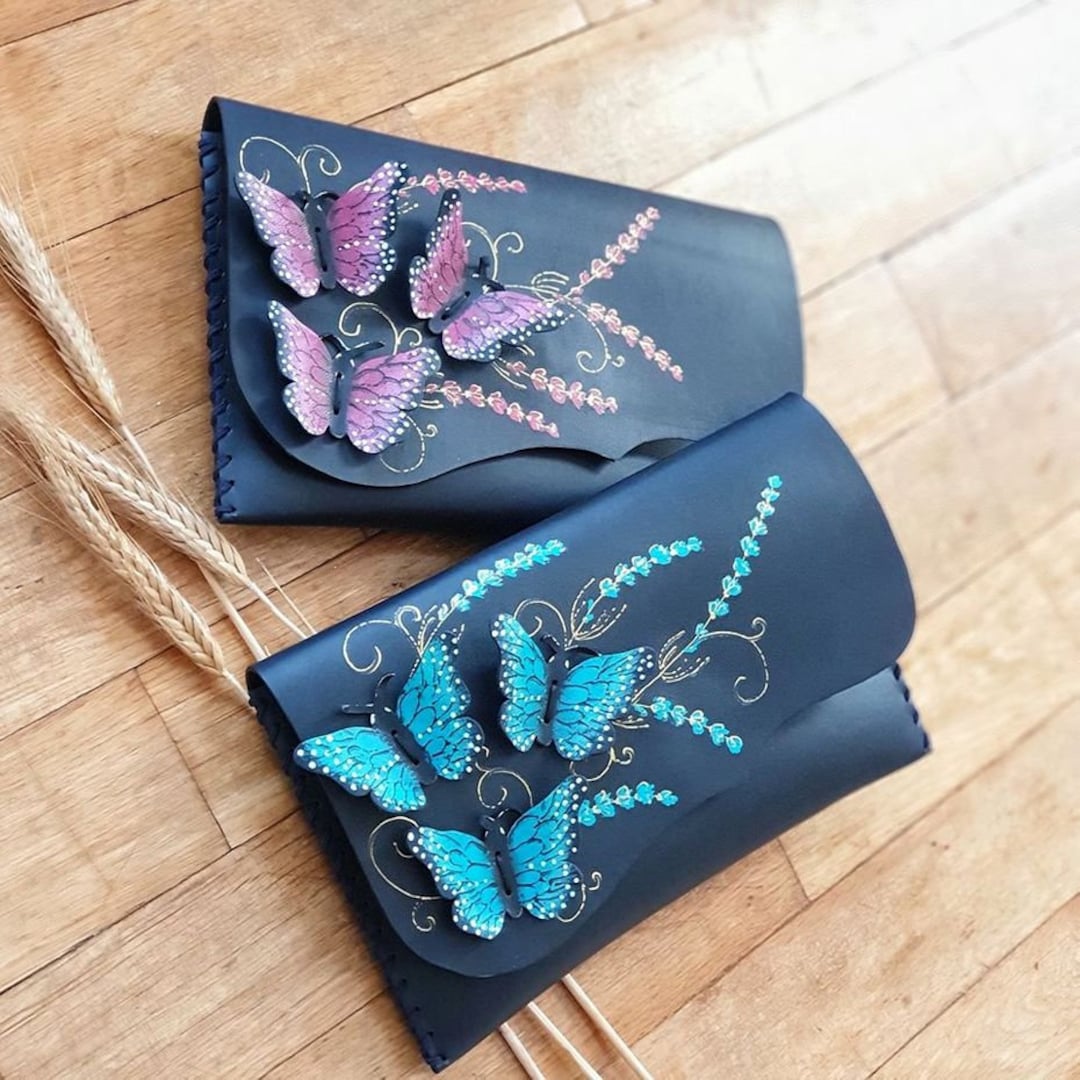 Black Butterflies Bag Bridesmaid Butterfly Bag Painted Butterfly Purse ...