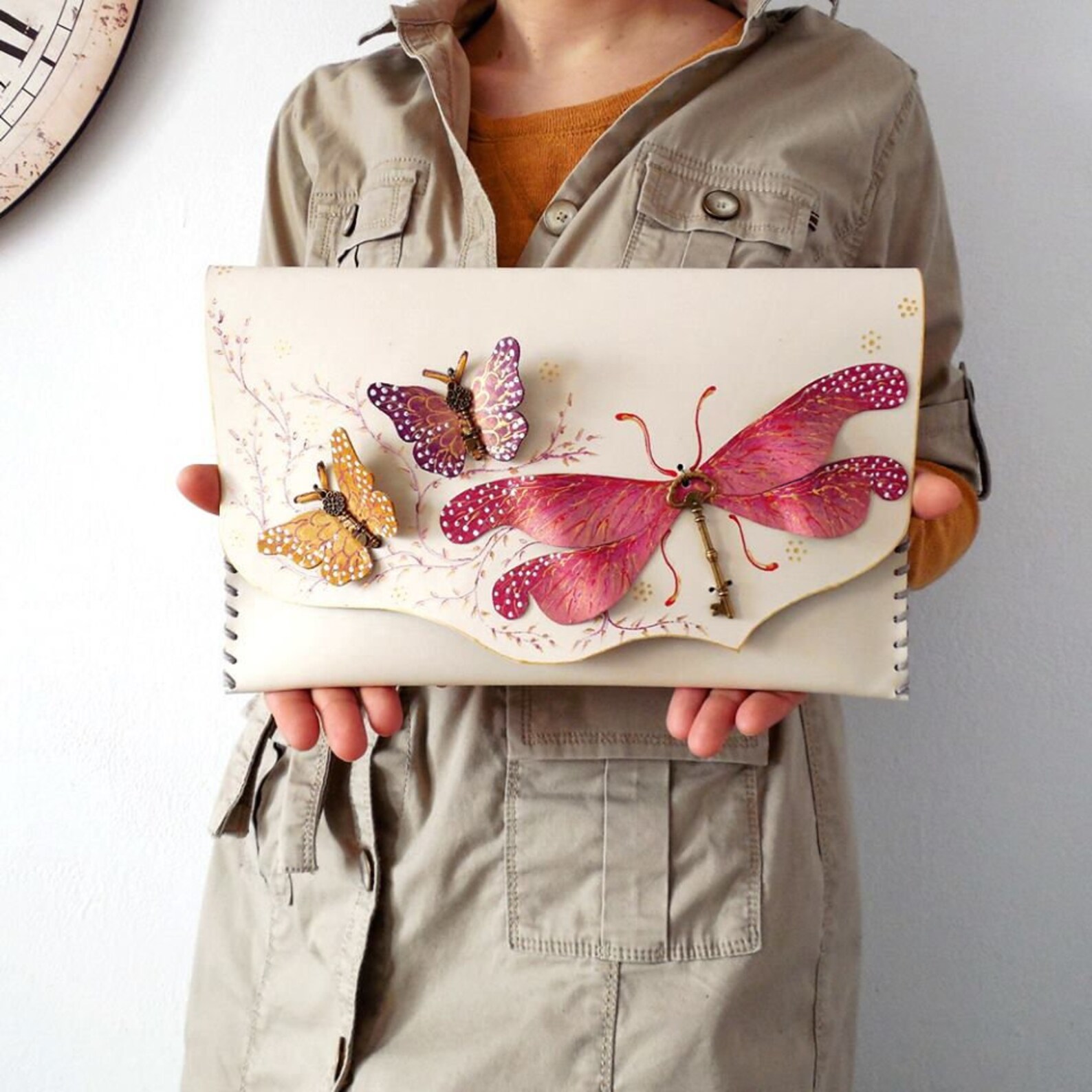 Pink Dragonfly Bagbutterflies Purseunique Leather Bag | Etsy