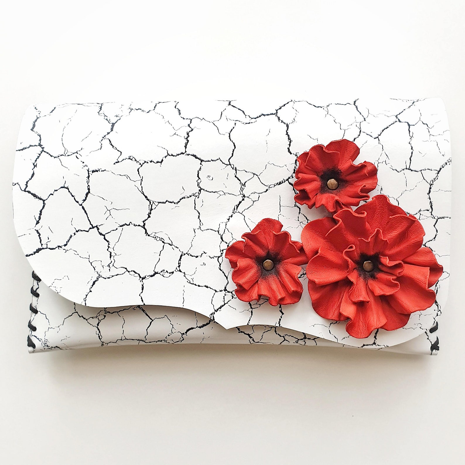Red Poppies Purse Red Evening Bag Leather Flowers Leather - Etsy