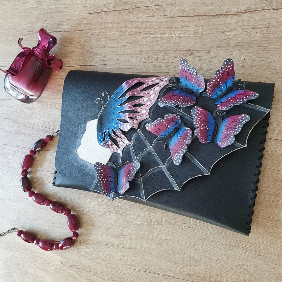 Painted Butterflies Purse ,lady Butterfly, Unique Bag, Art to Wear ...