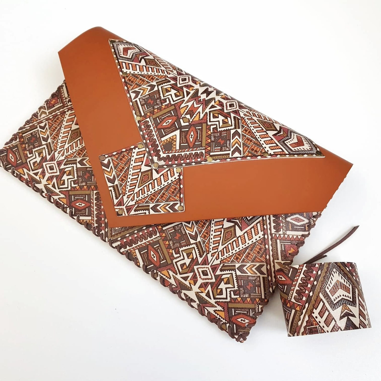 Aztec Print Leather Purse Aztec Clutch Bohemian Leather Bag - Etsy