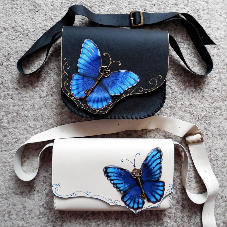 Morpho Butterfly Bag Blue Butterfly Leather Bag Painted - Etsy