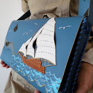 Sail Boat Bag ,nautical Purse, Nautical Leather Bag, Sailing Ship ...