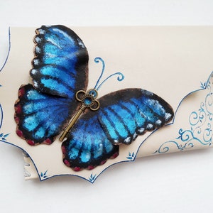 Blue Butterfly Bag Morpho Butterfly Clutch Painted Butterfly Purse ...